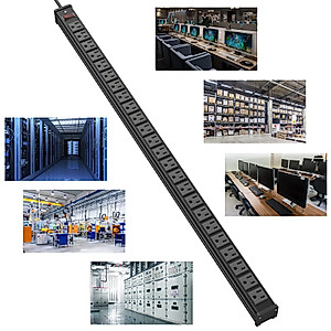 XBA 10 Ft Long Heavy Duty Power Strip with 24 Outlets Wall Mountable Power Strips with Long Extension Cord Power Strip with Multiple Flat Plugs for Home Office ETL Certified, Black