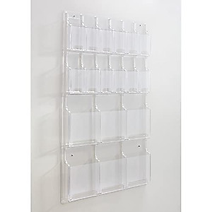 Safco Products Clear Literature Rack, Combination, 6 Magazine Pockets, 12 Pamphlet Pockets,45"x30"x2",5600CL