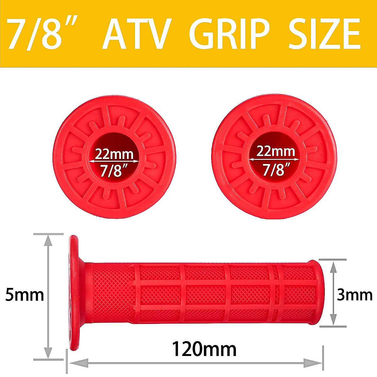 APPYU 78 ATV Grips Universal Handlebar Grips Soft Rubber Motorcycle Grip for ATV Polaris Thumb Throttle Kid Youth 4 Wheeler Quad 400ex Trx200 Trx250 Trx300 Trx350 (Red)