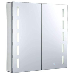 Bathroom Medicine Cabinet, Aluminum, Recessed/Surface Mount, 30" x 30", 2 Door, Mirrored w/LED