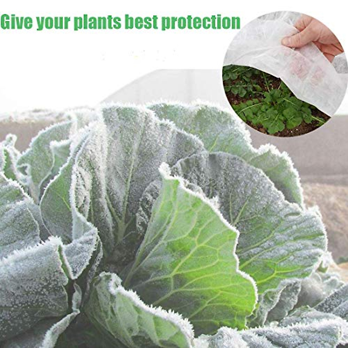 Kasbon Plant Covers Freeze Protection & Plant Blanket Fabric 8Ft x 26Ft Rectangle Plant Cover for Winter Frost Protection & Plant Growth Season(Includes 6pcs Garden Stakes)