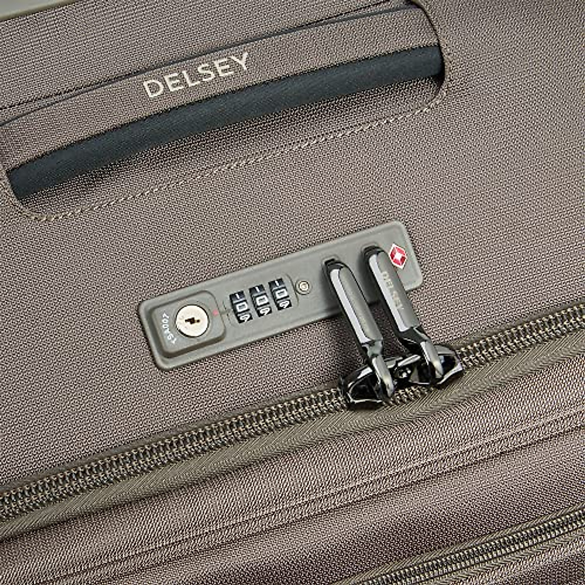 DELSEY Paris Helium DLX Softside Expandable Luggage with Spinner Wheels, Mocha, Checked-Medium 25 Inch