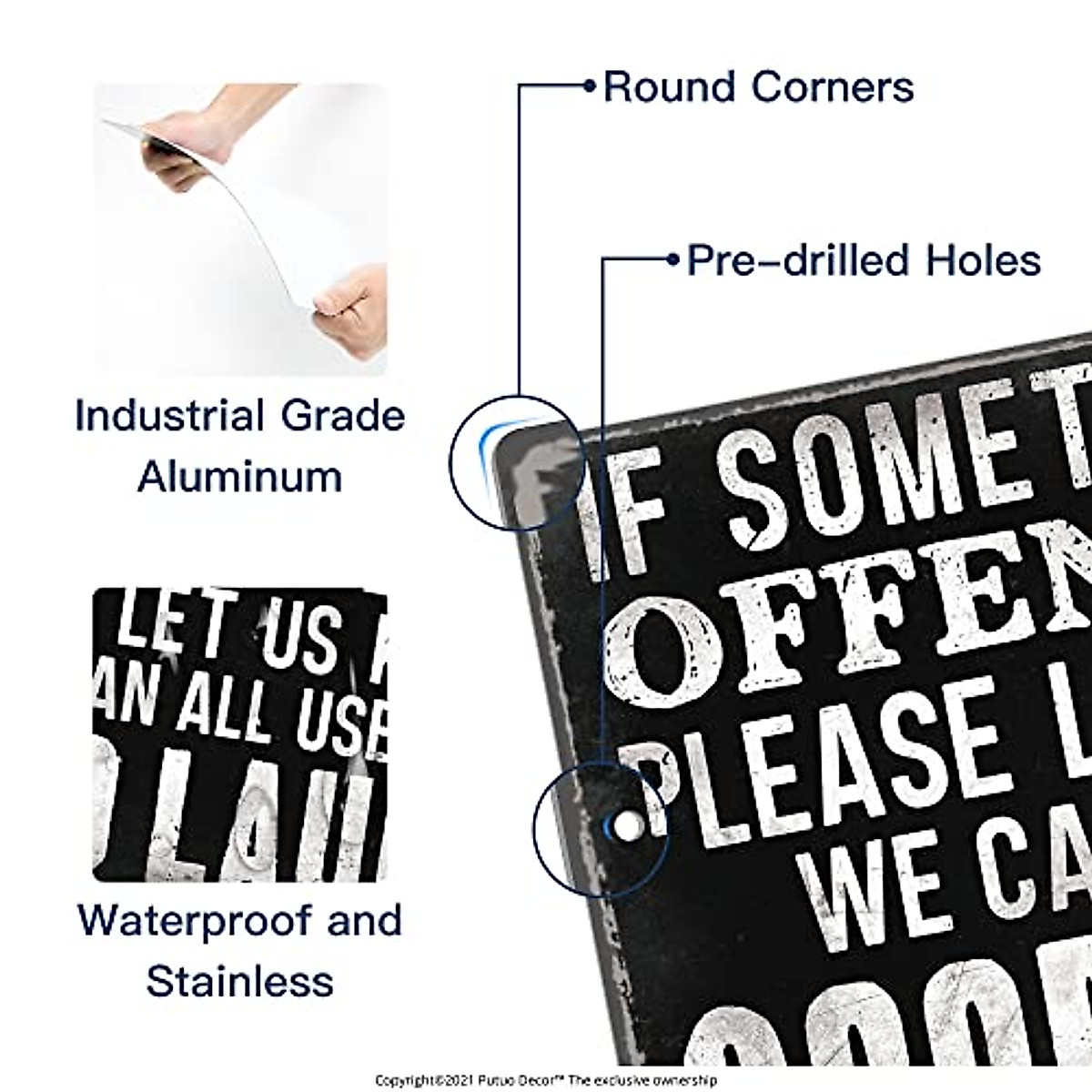 Putuo Decor Funny Sarcastic Metal Tin Sign Man Cave Bar Decor If Some Thing Here Offends You Please Let Us Know 12 x 8 Inches