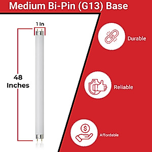 BULBMASTER F32T8/41K Fluorescent Light Bulbs 32W 48 Inch T8 F32T8 Fluorescent Tube, F32T8 841 Flourescent Bulbs, 4100K Cool White, 2800 Lumens, G13 Medium Bi-Pin Base, 4-Pack