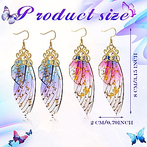 Fumete Butterfly Wing Drop Earrings, 10 Pairs, Alloy, Gold Foil, Lightweight, Summer Collection, Wedding, Formal, Special Occasions