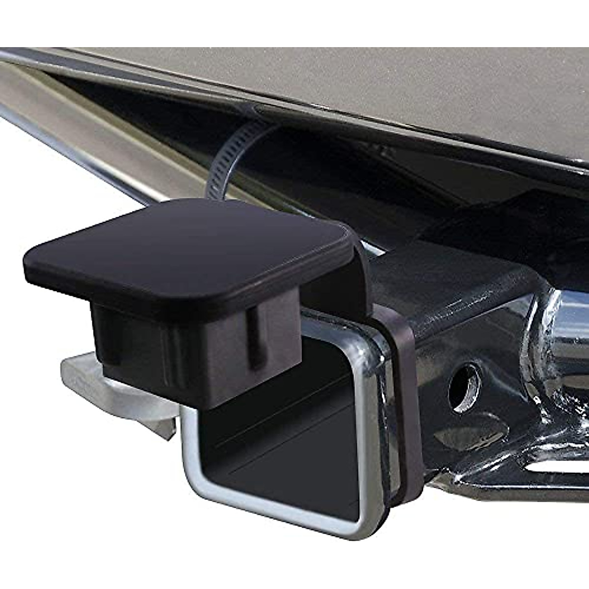 AQTZGOS 2in Heavy Duty Trailer Hitch Tube Cover Plug Cap Rubber for 2 inches Receivers Class 3 4 5 GMC Toyota Ford Jeep Dodge Nissan Mercedes Benz BMW Polaris ATV UTV- Black（2 Pakc）