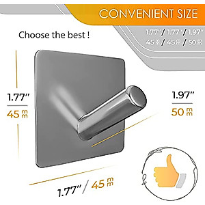 Adhesive Hooks - 5 Pack Heavy Duty Wall Hooks Waterproof Stainless Steel Hooks for Hat Towel Robe Hooks Rack Wall Mount-Bathroom Kitchen Home Hotel Office Cabinet and Bedroom CHROM02