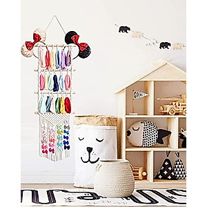 DRGACPGE Baby Girl Hair Accessories Hair clip headband hairband hanging storage rack, pure hand-woven storage rack, bohemian home wall decor style