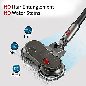 Electric Mop Head for Dyson V7 V8 V10 V11 Vacuum Cleaner, Electric Mop Attachment with LED Headlights Water Reservoir, 6 Reusable Mop Pads