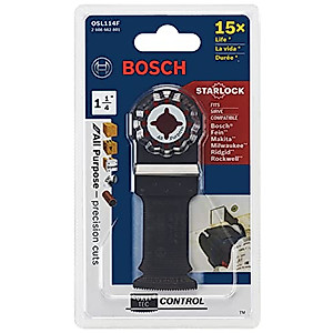 BOSCH OSL114F 1-Piece 1-1/4 In. Starlock Oscillating Multi Tool All Purpose Bi-Metal Plunge Cut Blade for Applications in Wood, Wood with Nails, Drywall, PVC, Metal (Nails and Staples)