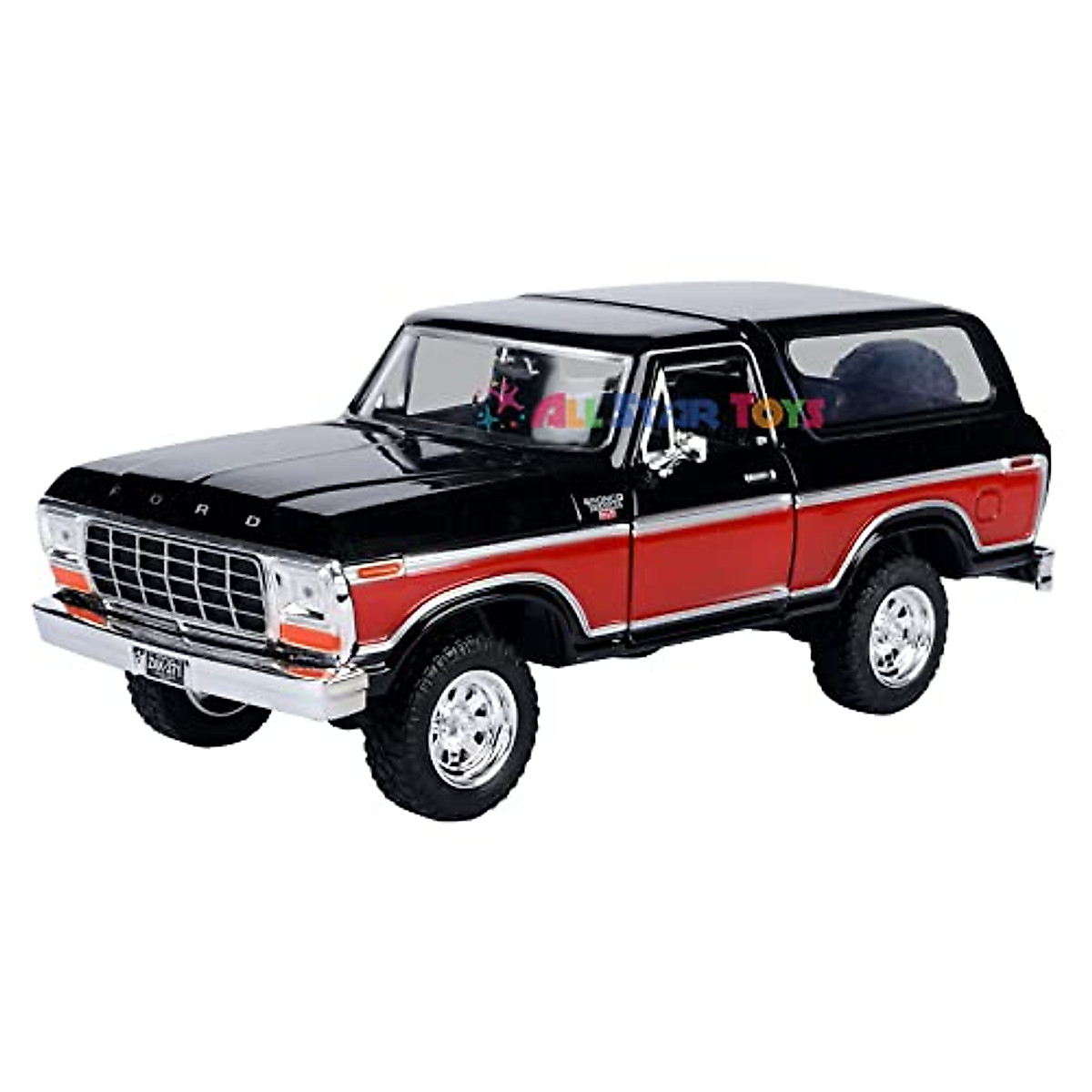 1978 Ford Bronco 1:24 Diecast Model Car SUV Motormax 79371 (Black with Red)