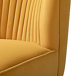 TINA'S HOME Small Velvet Accent Chair, Modern Armless Accent Chair with Golden Metal Legs & Velvet Tufted Upholstered, Living Room Velvet Dining Side Chair Suitable for Small Spaces, Mustard