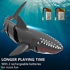 VOLANTEXRC RC Shark Toys, 2.4Ghz 1:18 Scale High Simulation Remote Control Shark Swimming Pool Toy, Great Gift for Kids of Age 4-8 8-12 with 2 Batteries (Gray)