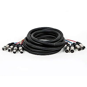 Monoprice 4-Channel XLR Male to XLR Female Snake Cable - 3 Feet - Black/Silver, Metal Connector Housings, Plastic and Rubber Cable Boots