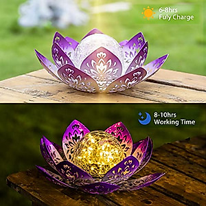 HUAXU Solar Outdoor Lights Garden Decor - Bright Lotus Flower Table Lamp, Waterproof Solar Lights for Patio Pathway Yard Balcony Outside Decorative