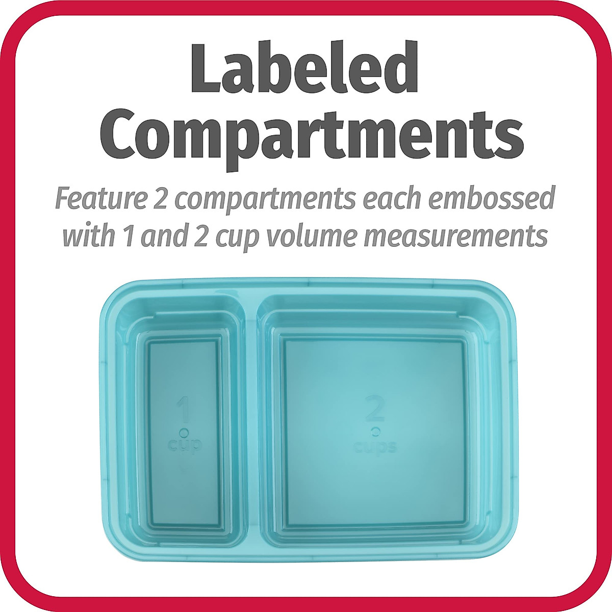 Good Cook Meal Prep, 2 Compartment BPA Free, Microwavable/Dishwasher/Freezer Safe, Teal