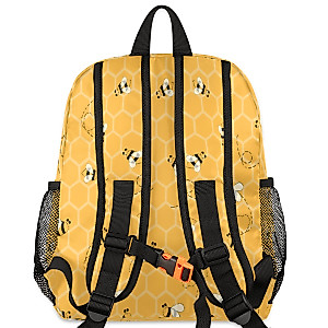 TropicalLife Toddler Backpack Cute Bee Kids Backpack for Boys and Girls Honeycomb Animal Bee Preschool Bag Kindergarten Schoolbag With Chest Strap