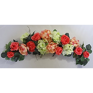 VGIA 32" Rose/Peony Swags - Floral swags wall decor for Wedding Party Home Garden, Wedding Arch Garden Wall Decoration, Weddings, Coral, Pink