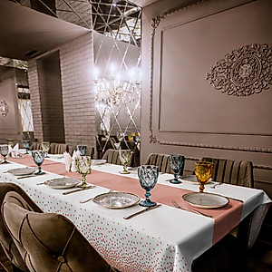 OHOME 4 Pack Disposable Plastic Table Cloths,White and Rose Gold Rectangle Table Covers for Birthday Pink Christmas Decor Pink Sweet 16 Party Decorations - Baby Shower Decorations for Girl 54" x 108"