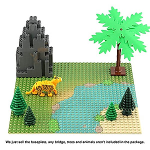 Feleph 4 Pieces Classic Baseplate with River and Grassland Pattern Base Plates for Building Blocks Mat 10 x 10 Inches Compatible with Major Brands