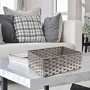 Alipis Plastic Sundries Storage Plastic Rattan Sundries Basket Seagrass Storage Basket Storage Box Basket with Handle