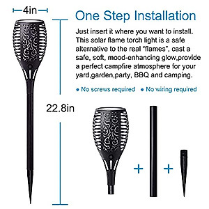 LazyBuddy Solar Outdoor Lights, 8 Pack Solar Torch Light with Flickering Flame, 33LED Solar Powered Tiki Torches for Outside Landscape Decoration Lighting for Garden, Pathway, Lawn, Dusk to Dawn