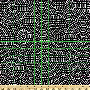 Ambesonne Black and White Fabric by The Yard, Concentric Dotted Circles Inspired from Australian Aborginial Art, Decorative Fabric for Upholstery and Home Accents, 3 Yards, White and Black