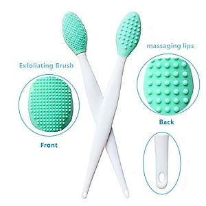 3 PCS Lip Scrub Brush, Double-Sided Silicone Exfoliating Lip Brush, Exfoliating Brush for Men Women Lip Brush Mini Exfoliating Lip Brush lip lightening for dark lips