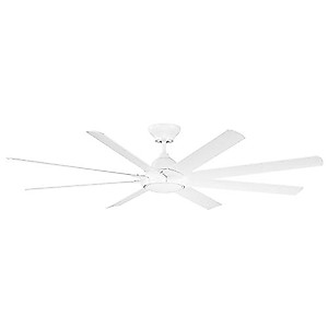 Hydra Smart Indoor and Outdoor 8-Blade Ceiling Fan 80in Matte White with 3000K LED Light Kit and Wall Control works with Alexa, Google Assistant, Samsung Things, and iOS or Android App