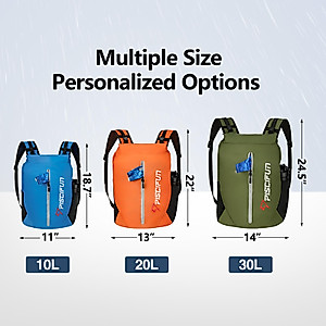 Piscifun Dry Bag Waterproof, Floating Dry Backpack, Lightweight Waterproof Dry Bag with Waist Pouch and Phone Case for Kayaking, Camping, Beach, Boating & Swimming for Men & Women Black 20L