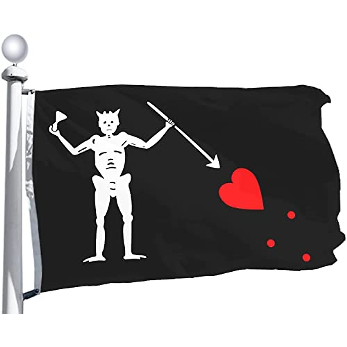 Rhungift Double Sides Pirate Edward Teach Flag Large 3x5 Ft, Moderate-Outdoor 100D Polyester,Canvas Header and Double Stitched- Bloody flags BlackBeard Halloween Flag