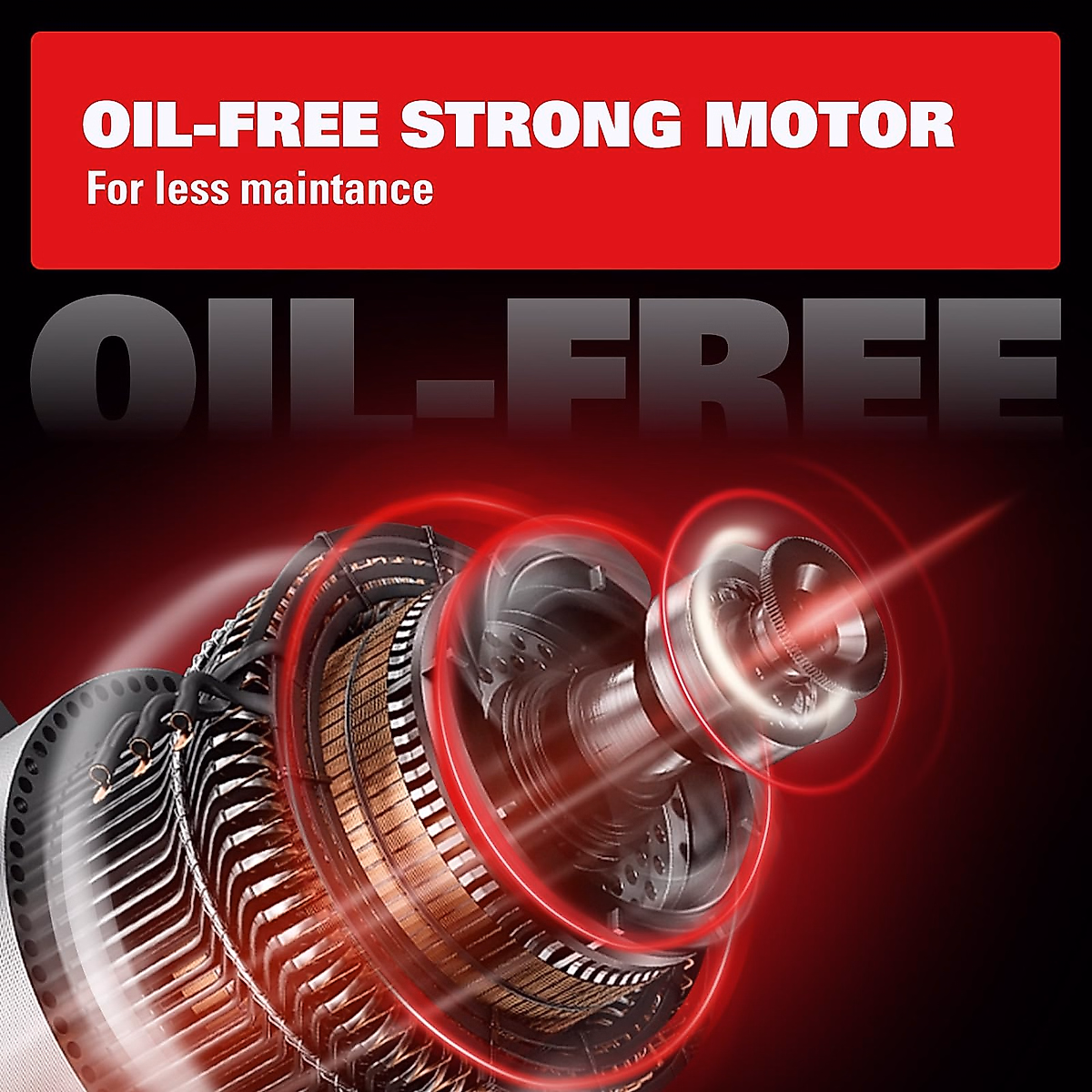 ECOMAX Portable Air Compressor, Wall-Mount Compressor with 30 Feet Air Hose, Mini Tank 125 PSI MAX Pressure & 1.5 HP, Oil-free Long Life Cycle for Shop, Garage and Home