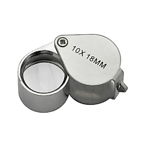 SE 10x18mm Chrome Round Body Jeweler's Loupe with Swing-Away Cover and Storage Box - Ideal for Detailed Craft and Inspection Work - MJ381018C