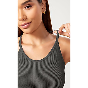 ODODOS Women's Crop 3-Pack Washed Super Soft Lightweight Rib-Knit Camisole Crop Tank Tops, Mushroom Taupe Charcoal, X-Large/XX-Large