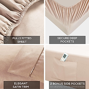 Mueller Luxury 6 PC Full Size Bed Sheets, Super Soft 1800, Deep Pocket up to 16" Full Size Sheets, Transfers Heat, Breathes Better, Hypoallergenic, Wrinkle-Resistant, Oeko-TEX, Cream