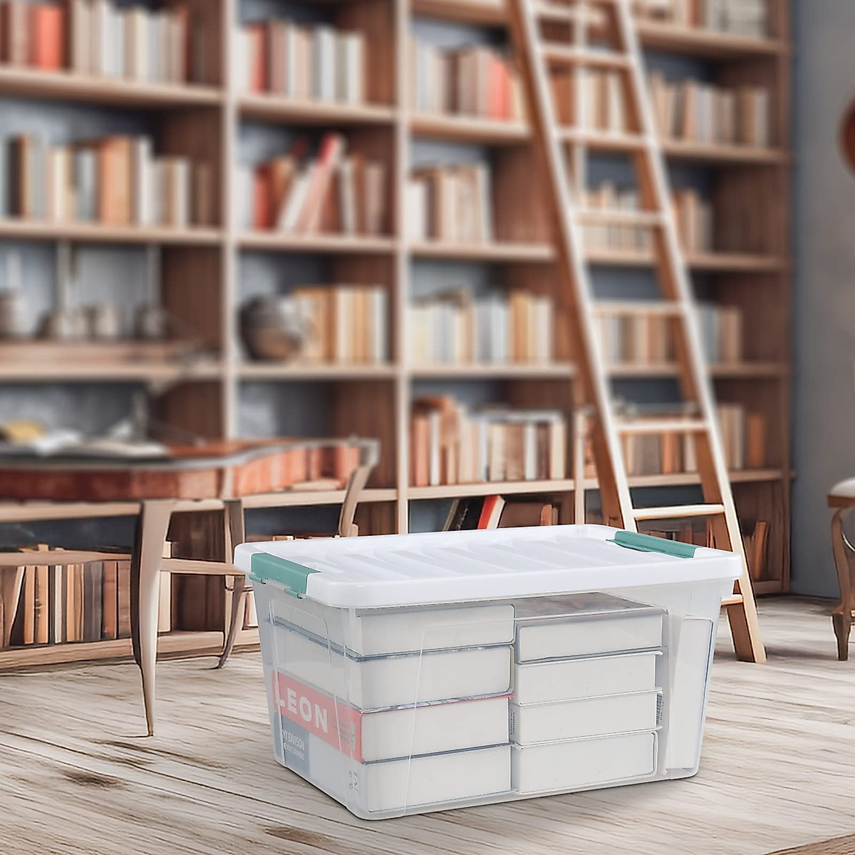 Gainhope 6 Pack 35 L Clear Plastic Storage Bin, Latch Storage Box with Lid