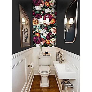 HAOKHOME 93277 Peel and Stick Floral Wallpaper Rose Daisy Removable Black/Pink/Purple Stick on Wild Mural 17.7in x 9.8ft