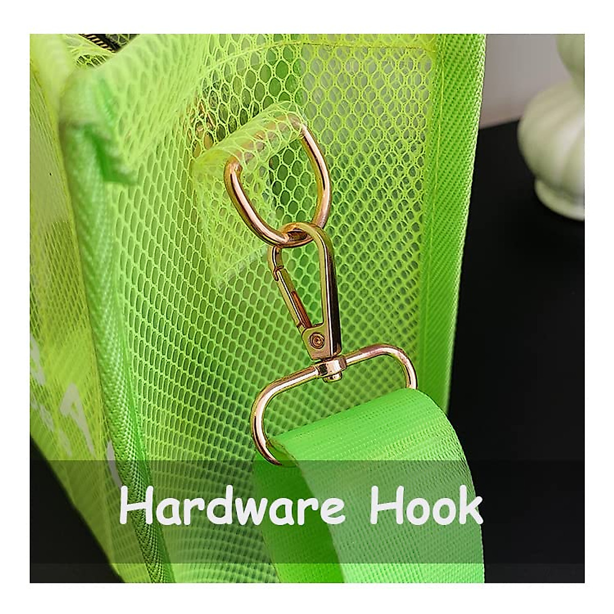 knzdvoy Mesh Tote Bag for Women, Large Satchel Tote Bag for Summer Beach Bags Fashion Clear Tote Bag Messenger Bag (10.6'' L X 8.3'' H X 4.1'' T,black)