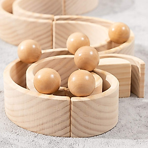 MERRYHEART 1.8 Inch Montessori Wooden Rainbow Balls, Colorful/Pastel/Natural Wooden Ball Toys for Toddler & Baby Grasping, Preschool Learning Material, Educational Counting Toy - 6 Pcs
