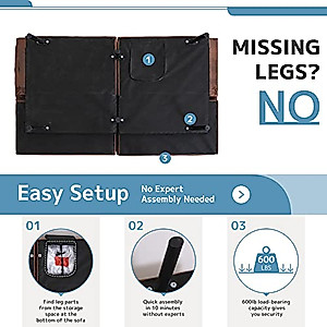 wOod-it Futon Sofa Bed, Memory Foam Foldable Couch Convertible Loveseat Sleeper Daybed with Adjustable Armrests for Small Space, Studio, Office, Apartment, Compact Living Room, Dark Gray