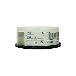 TDK 48967 2X 25GB Blu-ray Single Layer Write Once Thermal Glossy White - 25pk