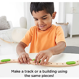 Fisher-Price Wooden Building Toy Wonder Makers Design System Build Around Town Starter Kit, 75 Wood Piece Playset for Preschool Kids Ages 3+ Years