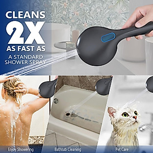 YASINU All Metal Bathtub Faucet with Sprayer 10 Settings, Tub Spout with Diverter Matte Black