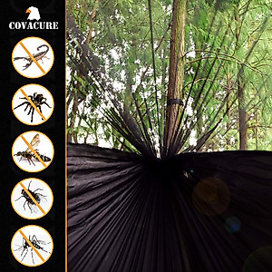 Covacure Camping Hammock - Lightweight Double Hammock, Hold Up to 772lbs, Portable Hammocks for Indoor, Outdoor, Hiking, Camping, Backpacking, Travel, Backyard, Beach(Black)