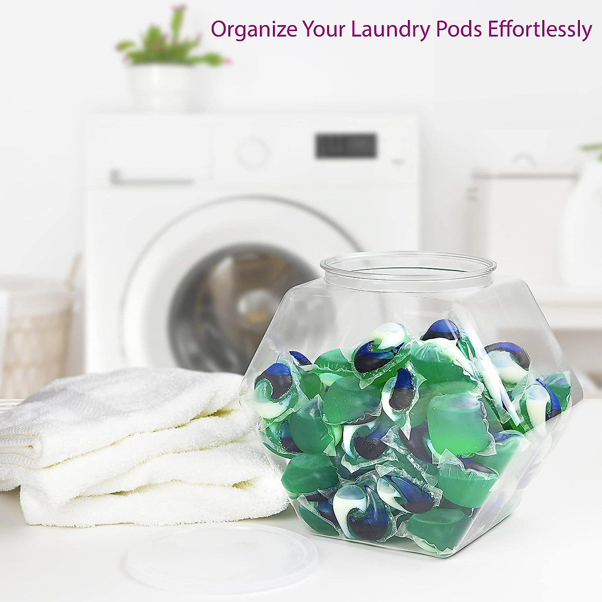 DilaBee Plastic Cookie Jars with Airtight Lids - 2 Pack - Clear Plastic Candy Jars for Candy Buffet, Kitchen Counter, Hexagon Food Storage Containers - 197oz