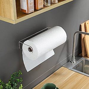 YIGII Acrylic Paper Towel Holder - Kitchen Paper Towel Holder Under Cabinet, One Hand Operable, Self Adhesive Paper Towel Rack for Bathroom Organizer, Clear