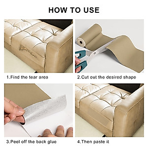YAFCL Leather Repair Patch for Furniture, 4" x 63" Leather Repair Tape self Adhesive, Leather Repair Patch for couches car seat Sofa Jackets Handbags Medium Beige