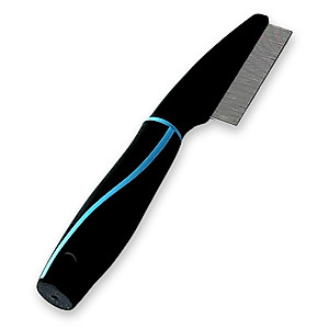 Richpet Professional Flea Comb for Dogs & Cats - Efficient Pet Grooming Tool for Flea, Lice Removal - Stainless Steel Metal Comb for dogs & Cats with Comfort Grip Handle - Ideal for Long & Short Hair