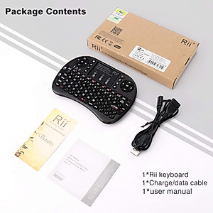 Rii Mini Wireless Bluetooth Keyboard with Touchpad, Support Bluetooth +(RF) 2.4GHz Wireless Connection for Smartphones, PC, Tablet, Laptop TV Box iOS Android Windows Mac.Black