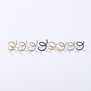 Drperfect Double Nose Ring for Single Piercing 6mm 8mm 10mm Spiral Nose Hoop Stainless Steel Twisted Hoop Nose Ring